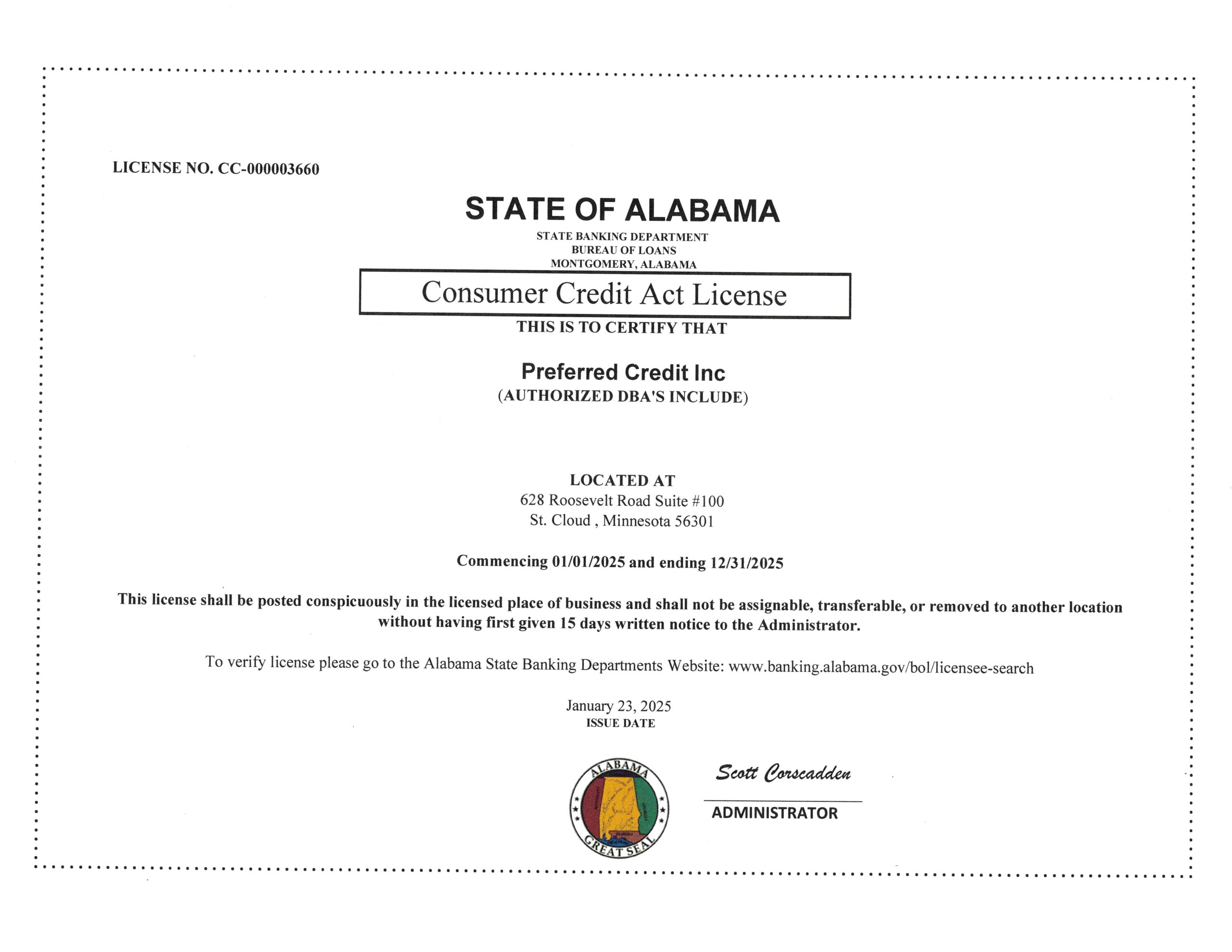 State/Province Licensing - Preferred Credit Inc.